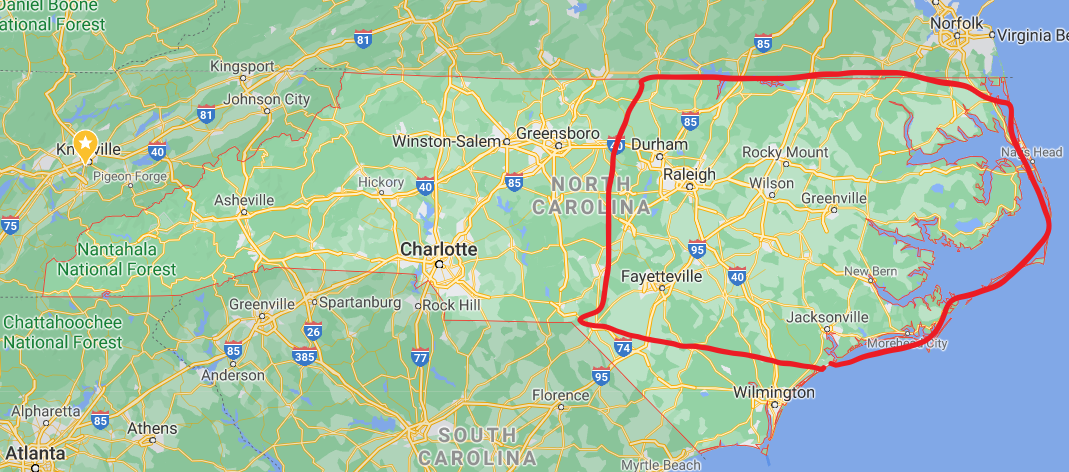 Map eastern north carolina